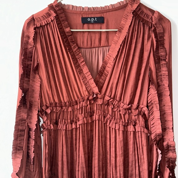 o.p.t | Dresses | Opt Silk Feel Ruffled Dress | Poshmark